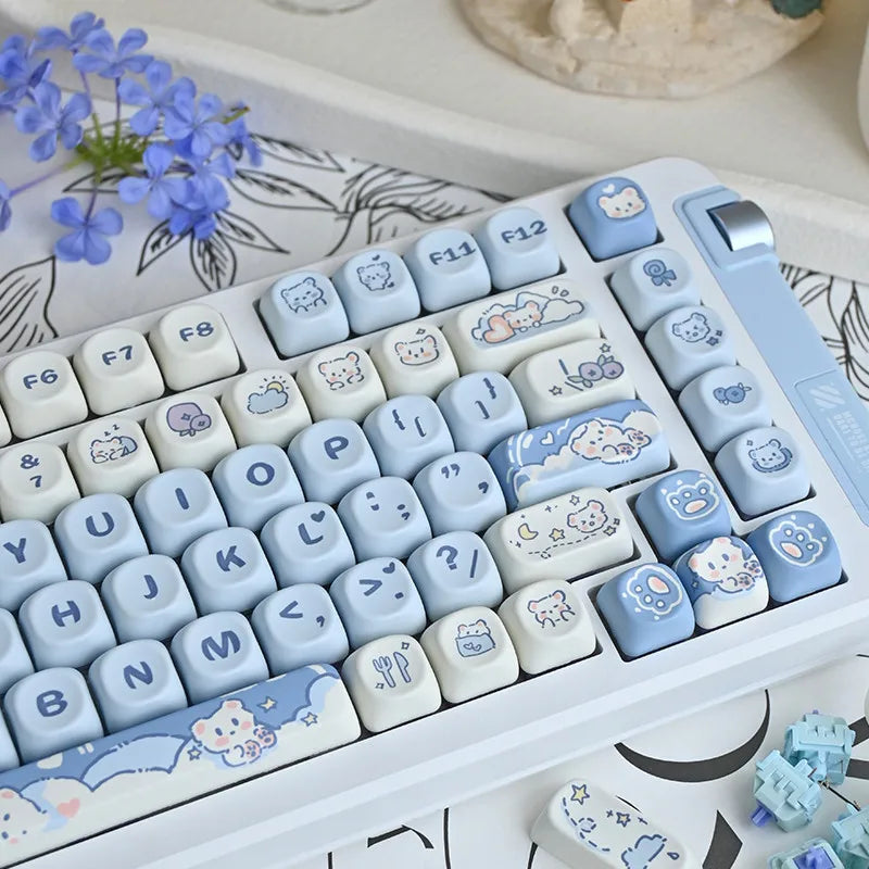 Ice Cream Bears Keycap 131 keys MOA height PBT Thermal sublimation Sky ...